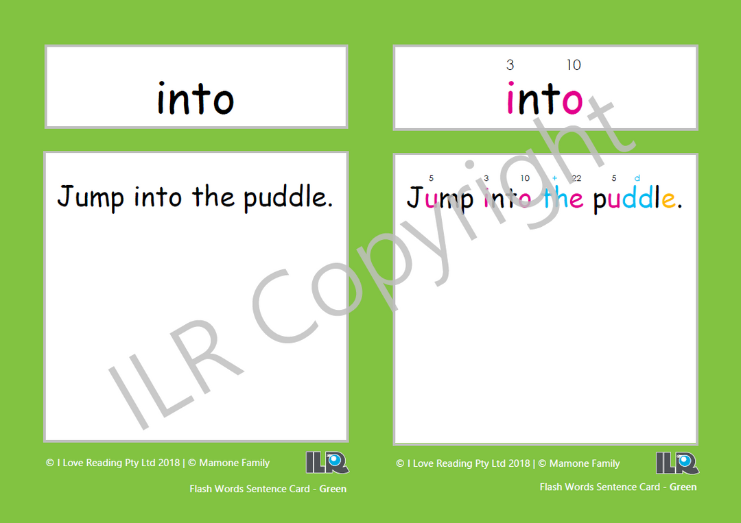 ILR Flash Word Sentence Cards Set 1 – I Love Reading